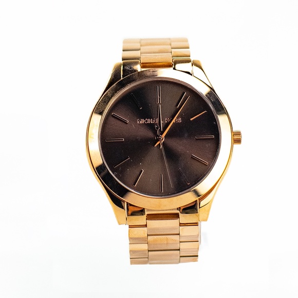 Michael Kors | Accessories | Runway Gold Toned Stainless Steel Brown ...